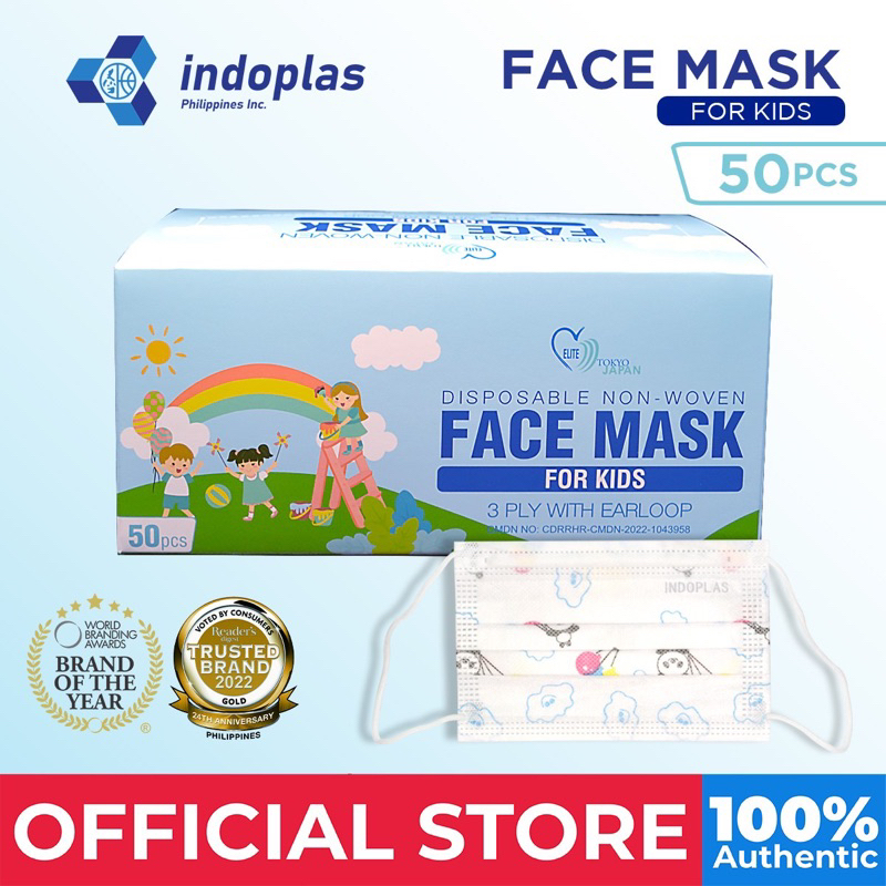 Indoplas Face Mask for Kids - 50 pcs (With Box) | Shopee Philippines