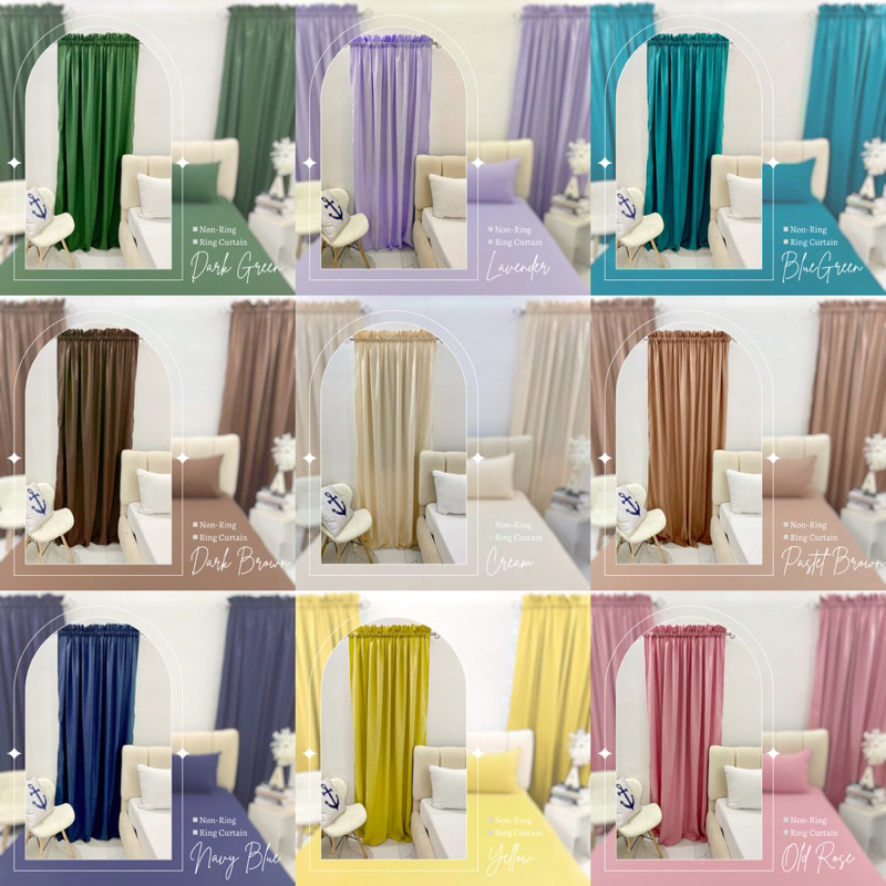 CURTAIN PLAIN Canadian Cotton Curtains Pastel Color Curtain Rod Curtain ...