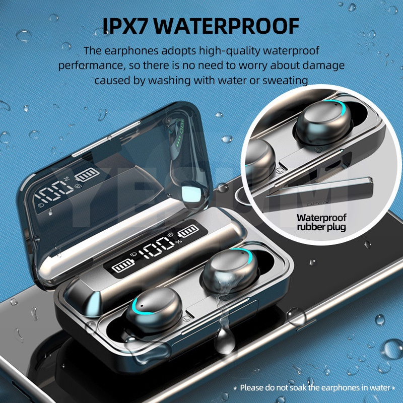 F9 Bluetooth TWS Earbuds LED Wireless Earphone 9D Headset with Mic ...