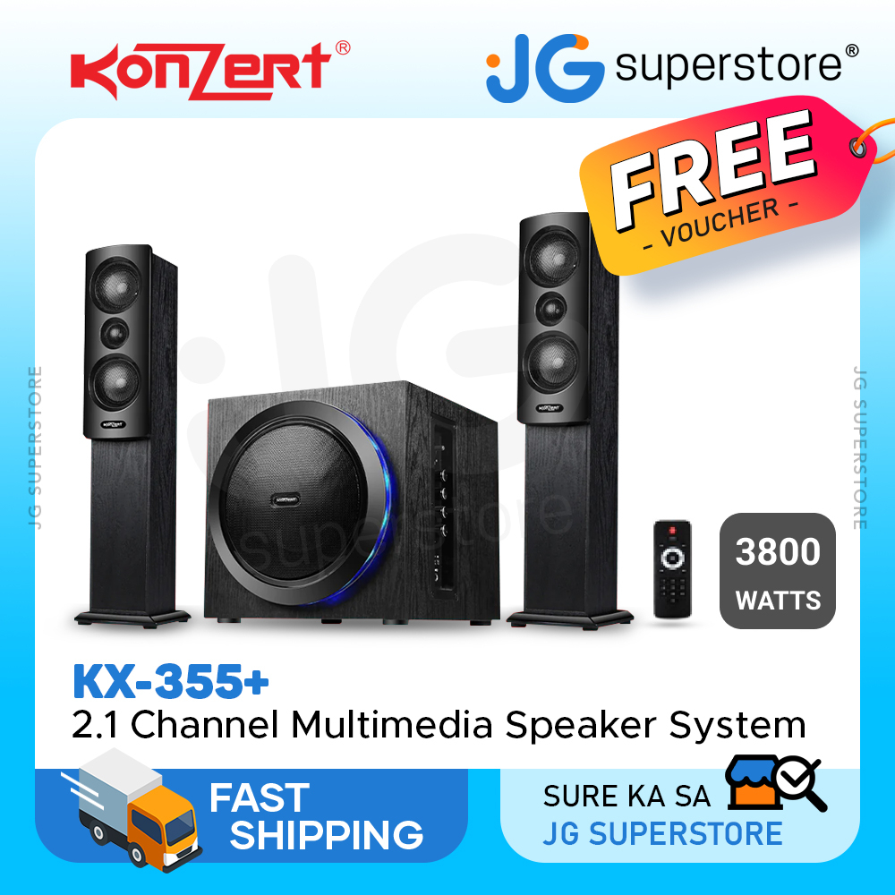 Konzert KX-355+ 3800W 2.1 Channel Active Multimedia Speaker System with ...