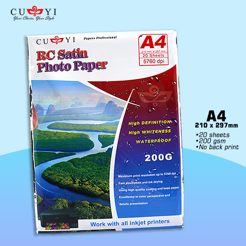 CUYI RC ROUGH SATIN PREMIUM PHOTO PAPER (200) GSM A4 NO BACK PRINT ...