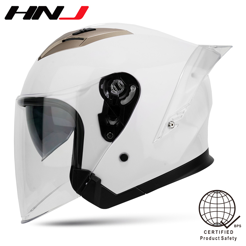 HNJ 916 Half Face Motorcycle Helmet With Spoiler Wing Dual Visor Motor ...