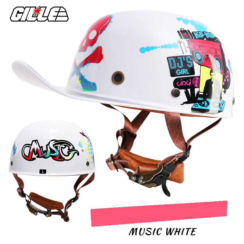 Gille Helmet NTS-VERSION1 Vintage Motorcycle Helmets Half Face Classic ...