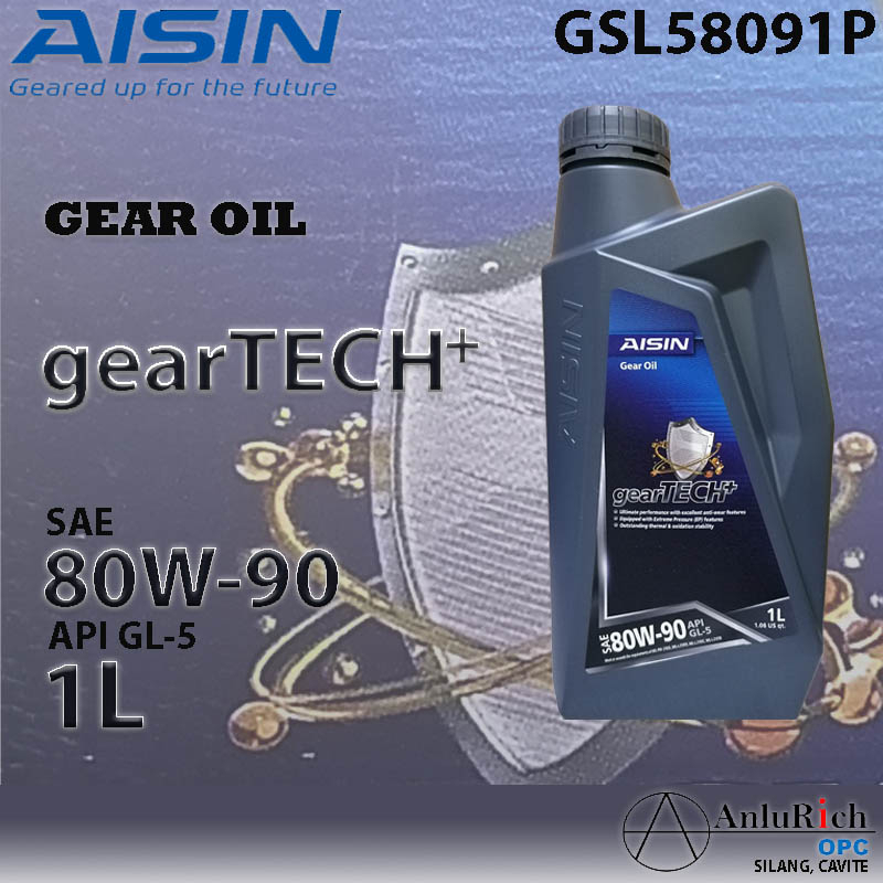 AISIN GEAR OIL GEARTECH+ SAE 80W-90 API GL-5 1L (GSL58091P) | Shopee Philippines