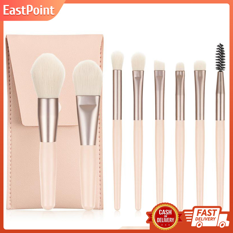 Short Pole Makeup Brush 8 Pack Soft Hair Makeup Brush Set Portable ...