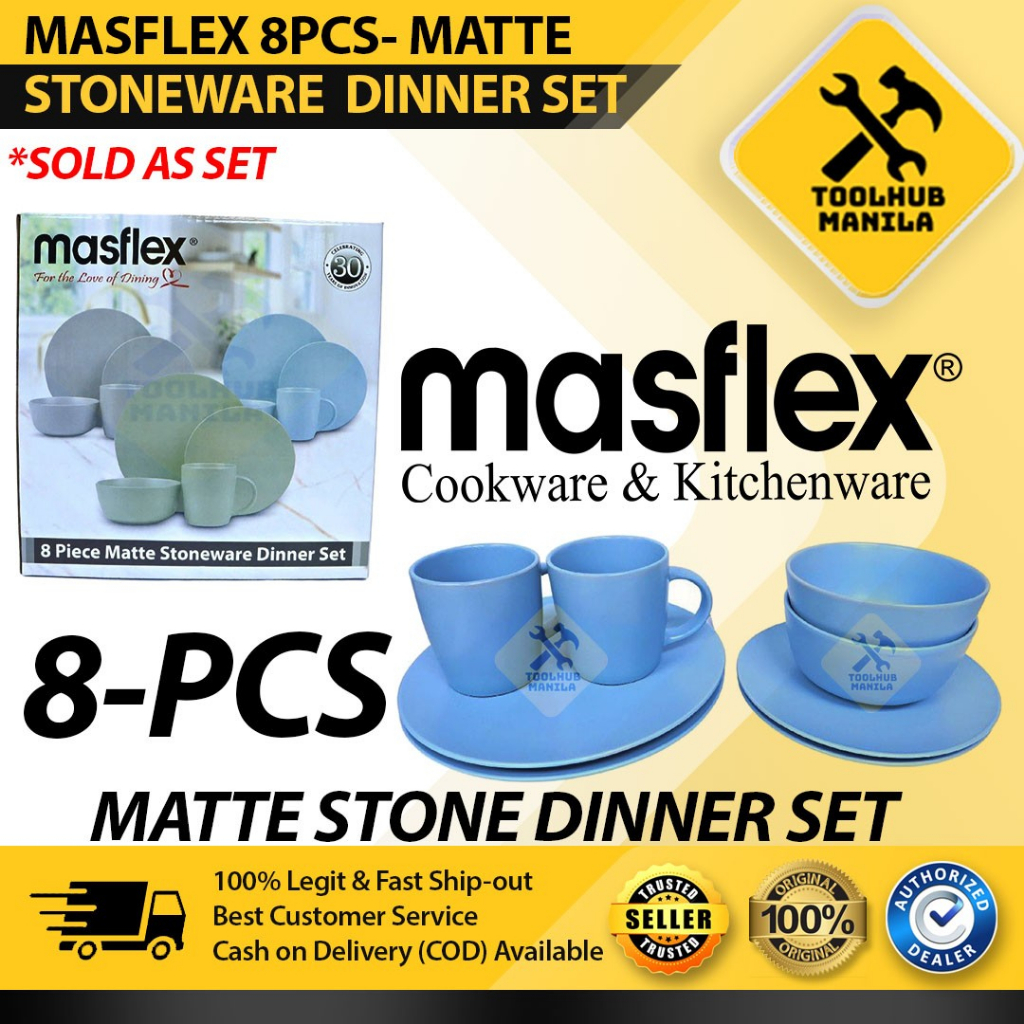 Masflex 8piece Blue Matt Stoneware Dinner Set | Shopee Philippines