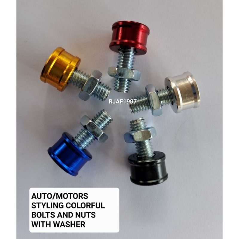 BOLTS & NUTS WITH COLORFUL STYLING WASHER FOR AUTO/MOTORS PLATE NUMBER ...