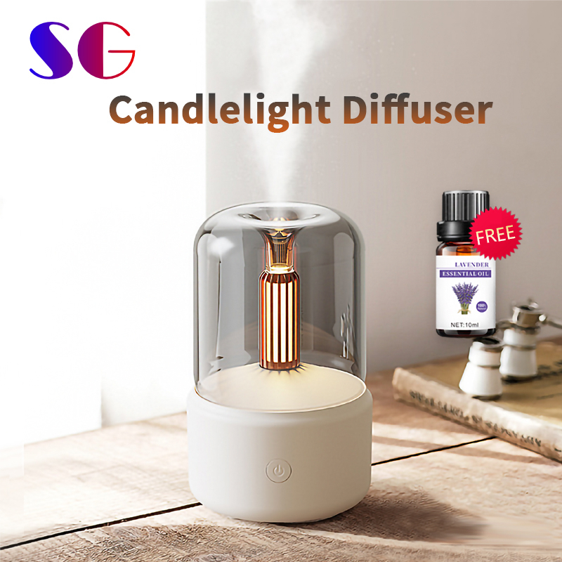 120ML Candlelight Aroma Diffuser Air Humidifier With Essential Oil LED ...