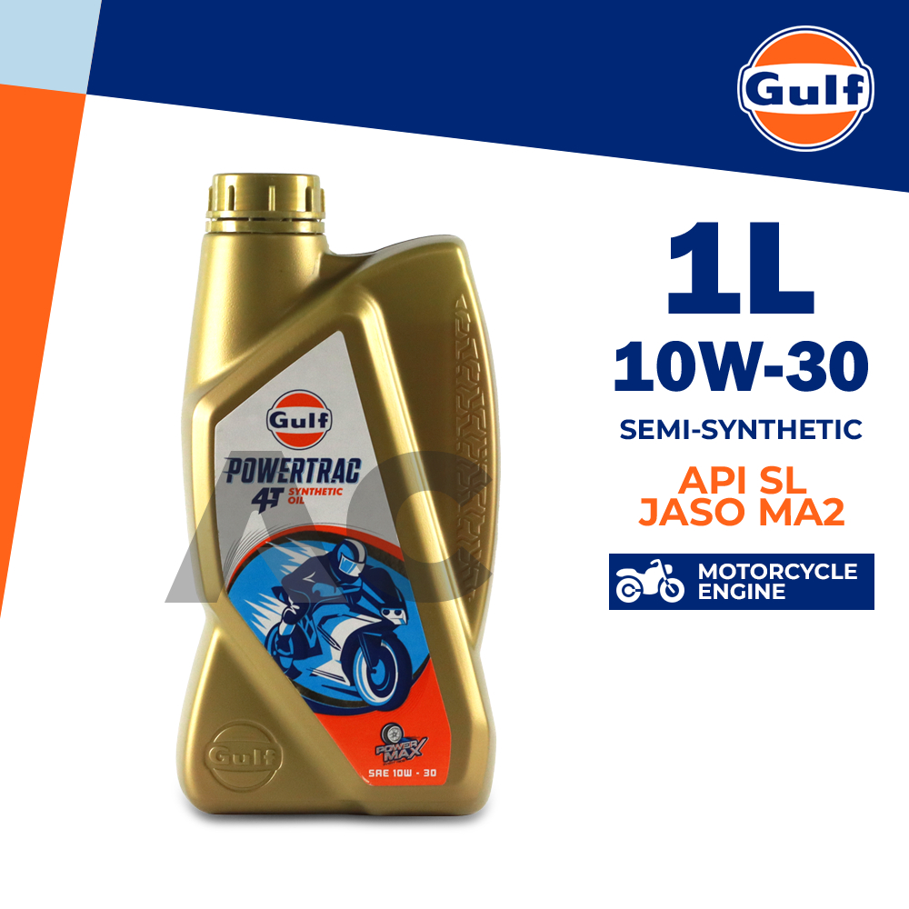 GULF POWERTRAC 4T 10W-30 1Liter Premium Synthetic 4-Stroke Motorcycle ...