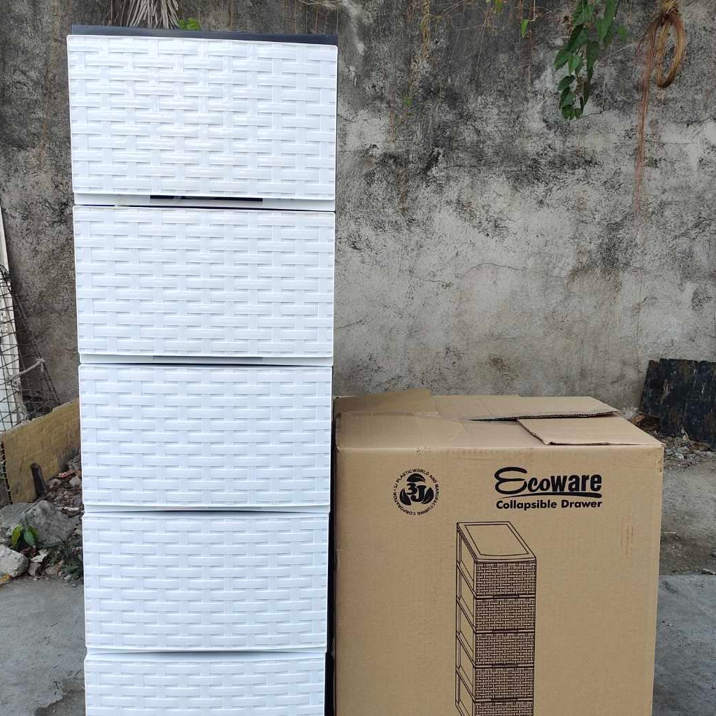 Plastic Drawer Woven Design Collapsible | Shopee Philippines
