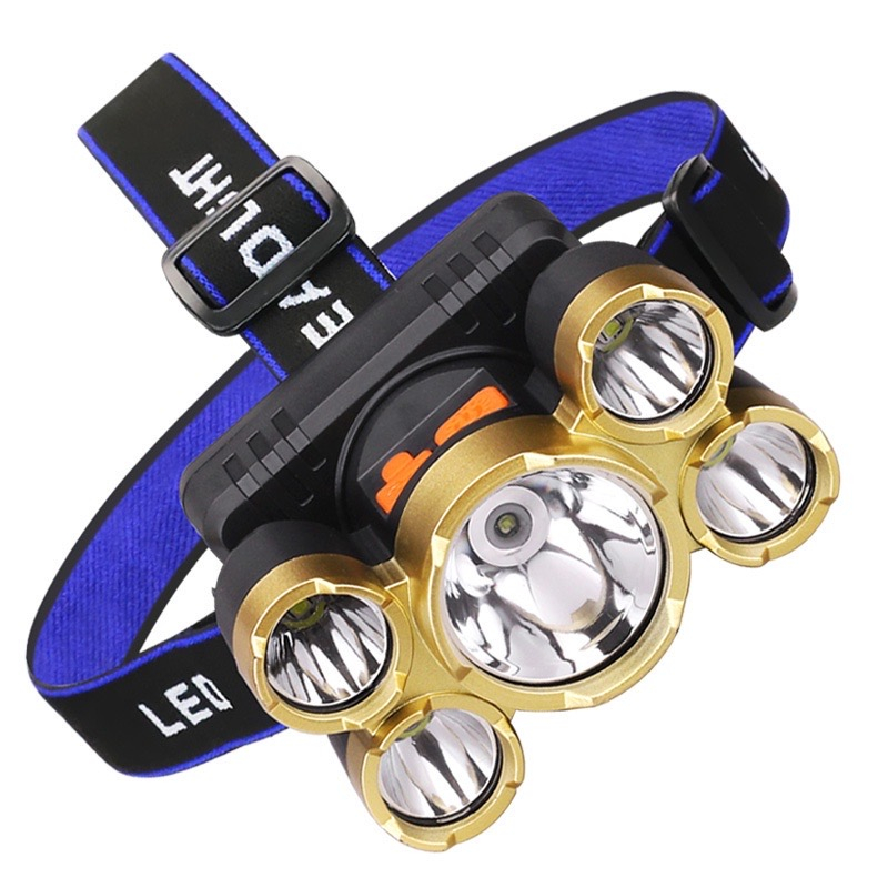 Rechargeable 5 Led Headlamp Flashlight HeadLamp Adjustable Head Light ...