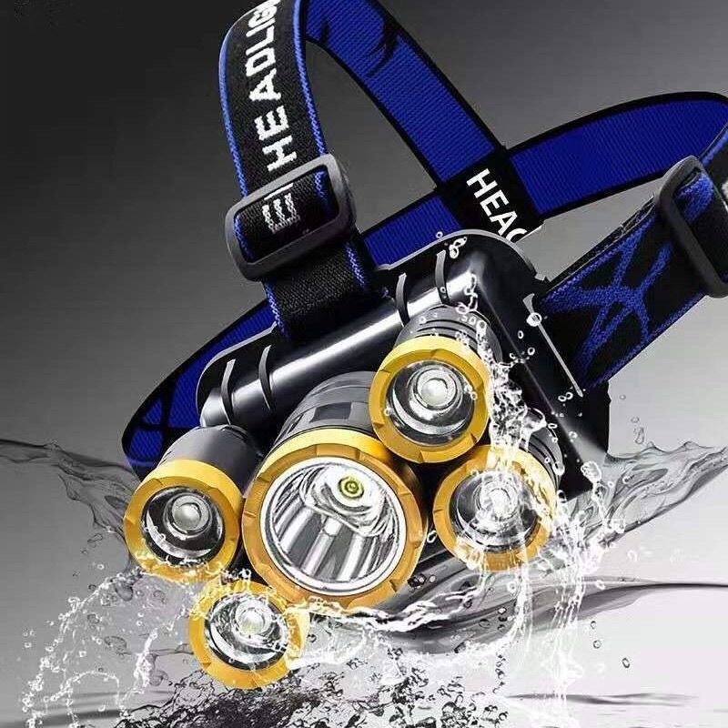 Rechargeable 5 Led Headlamp Flashlight HeadLamp Adjustable Head Light ...
