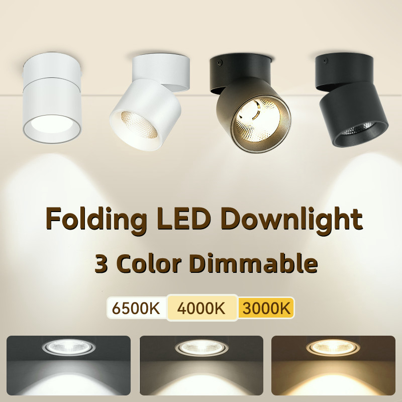 Foldable Downlight Surface Mounted Spotlight Tri Color Led Ceiling ...