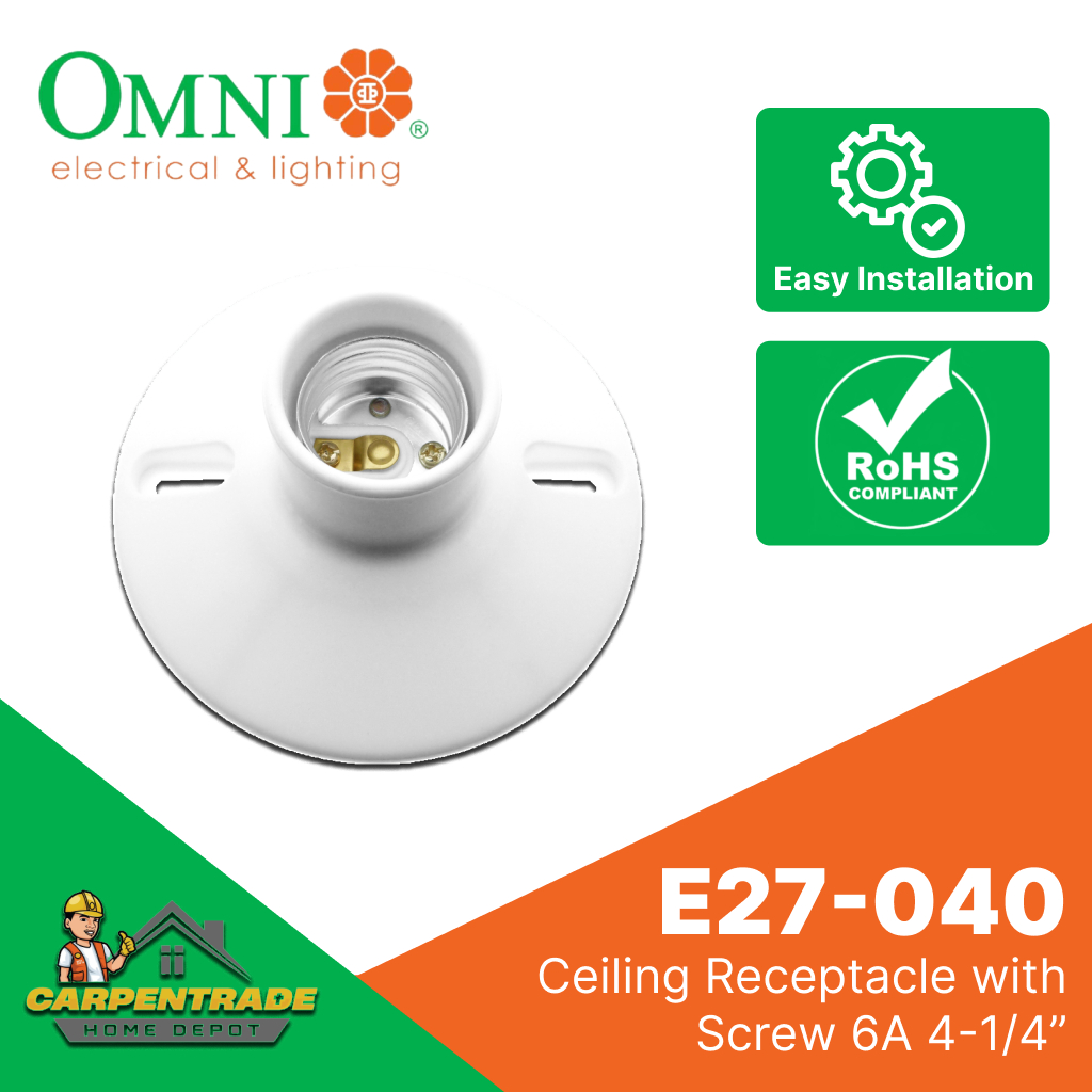 OMNI Ceiling Receptacle with Screw 6A 4-1/4" E27-040 | Shopee Philippines