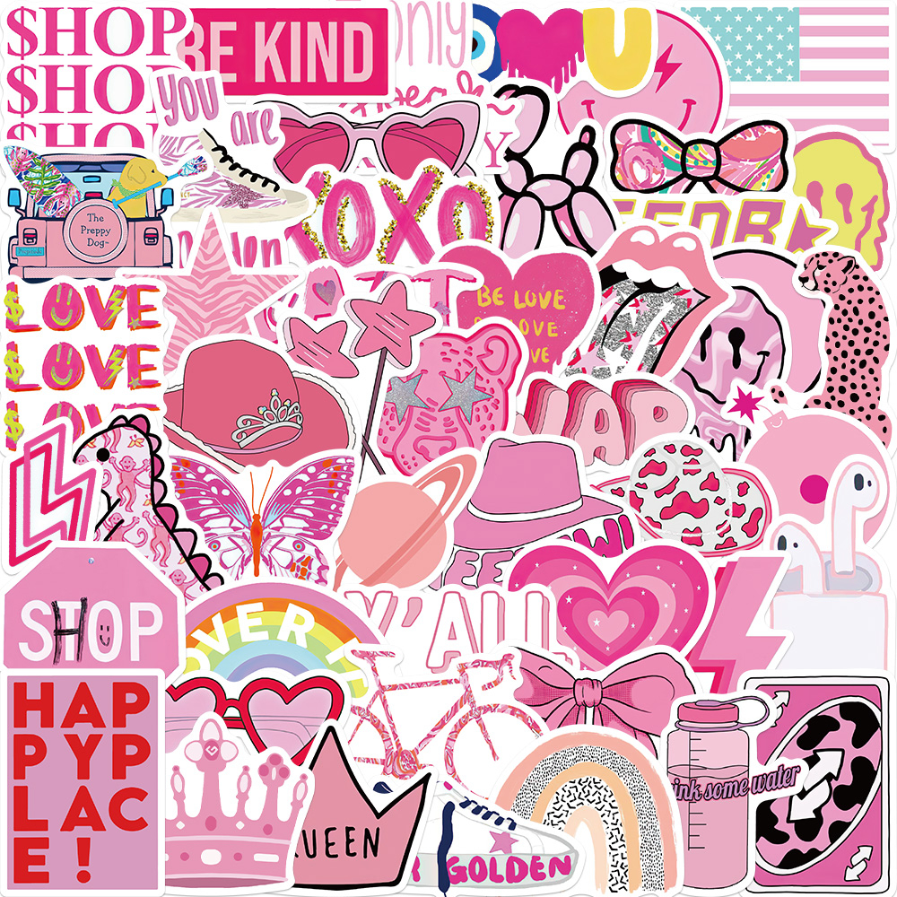 50pcs non-repeat cute pink small fresh VSCO wind sticker laptop luggage ...