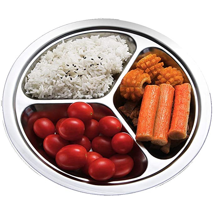 Round Divider Plate 3n1 Bento Serving Plate High Quality Stainless ...
