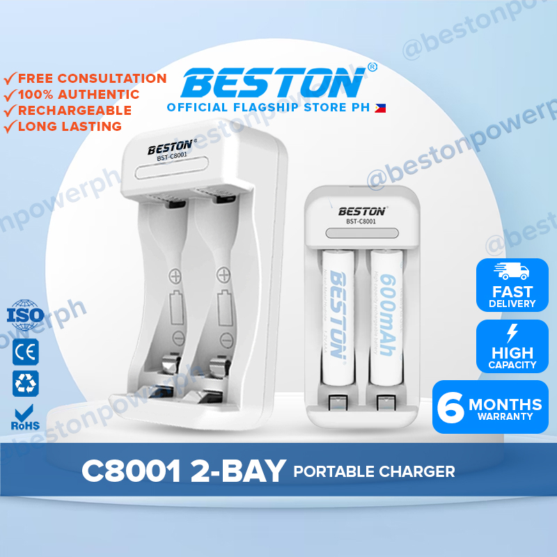 Beston C8001 2-Bay Charger Battery Charger for AA / AAA Rechargeable ...