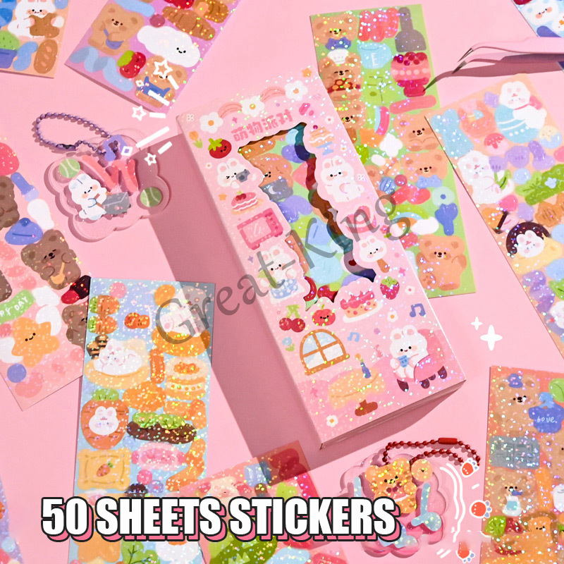 50Sheets/box of Cartoon Guka Sticker Set Notebook Cartoon Laser Sticker ...
