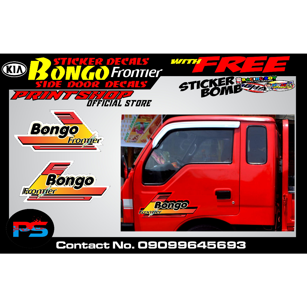 Bongo kia Side Door Sticker Decals pair left and Right Printed High ...