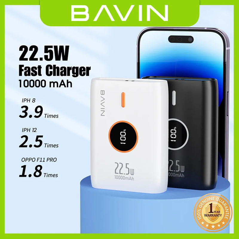 BAVIN PC003 10000mAh Powerbank 22.5W Super PD Fast Charging Type-C Input/Output w/ Digital ...