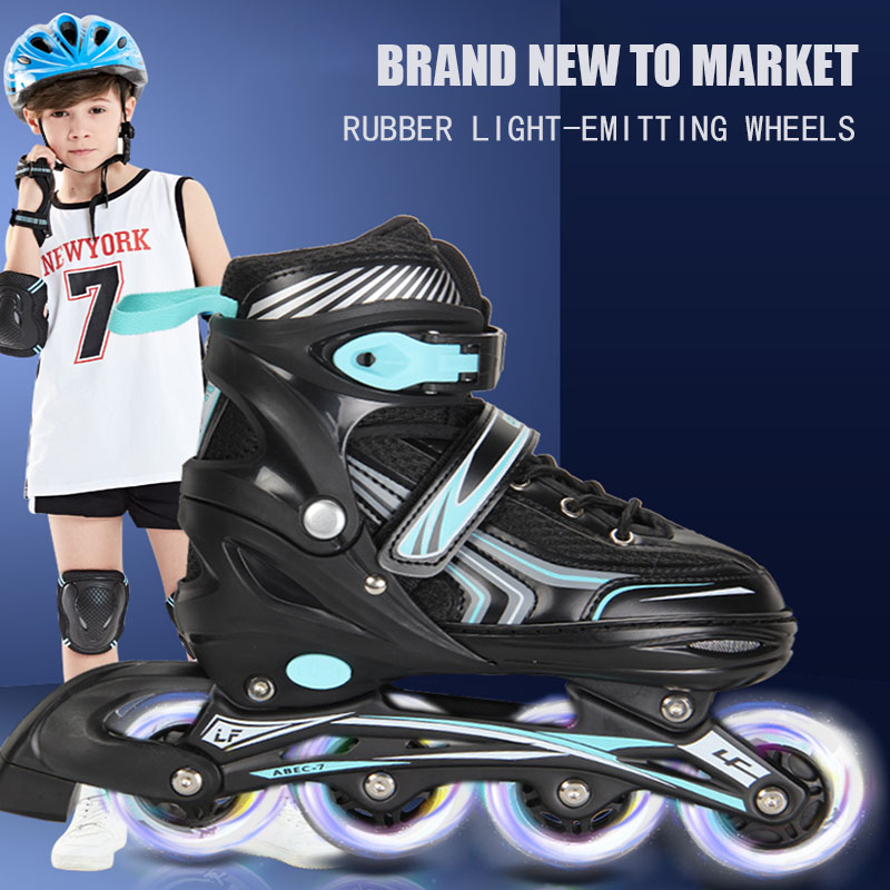 Flat Roller skates Skating Shoes Sliding Inline Sneakers 4 wheels 1 Row ...