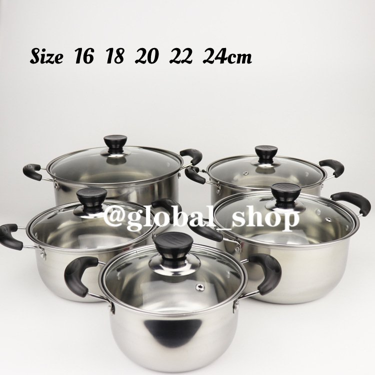 5pcs/set Stew Pots Stainless Steel Pot H-05 Stainless Cookware Set Kitchenware | Shopee Philippines