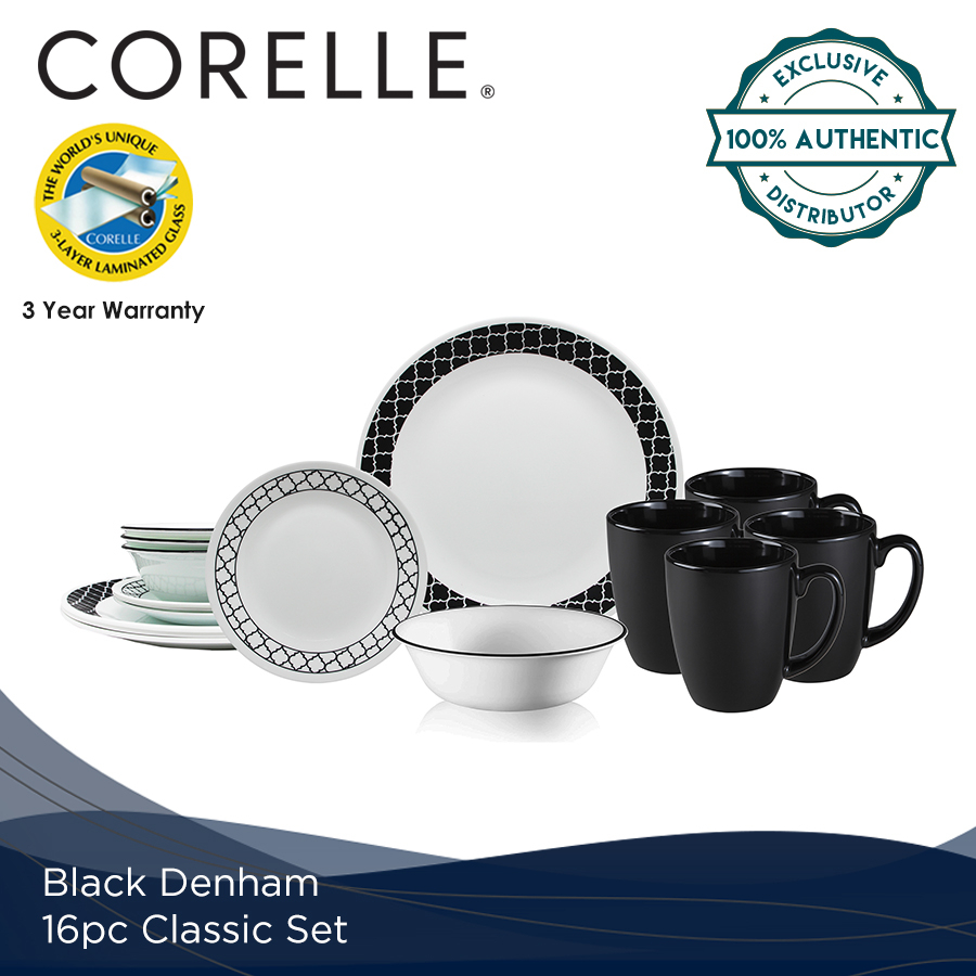 Corelle 16pc Classic Set Black Denham | Shopee Philippines