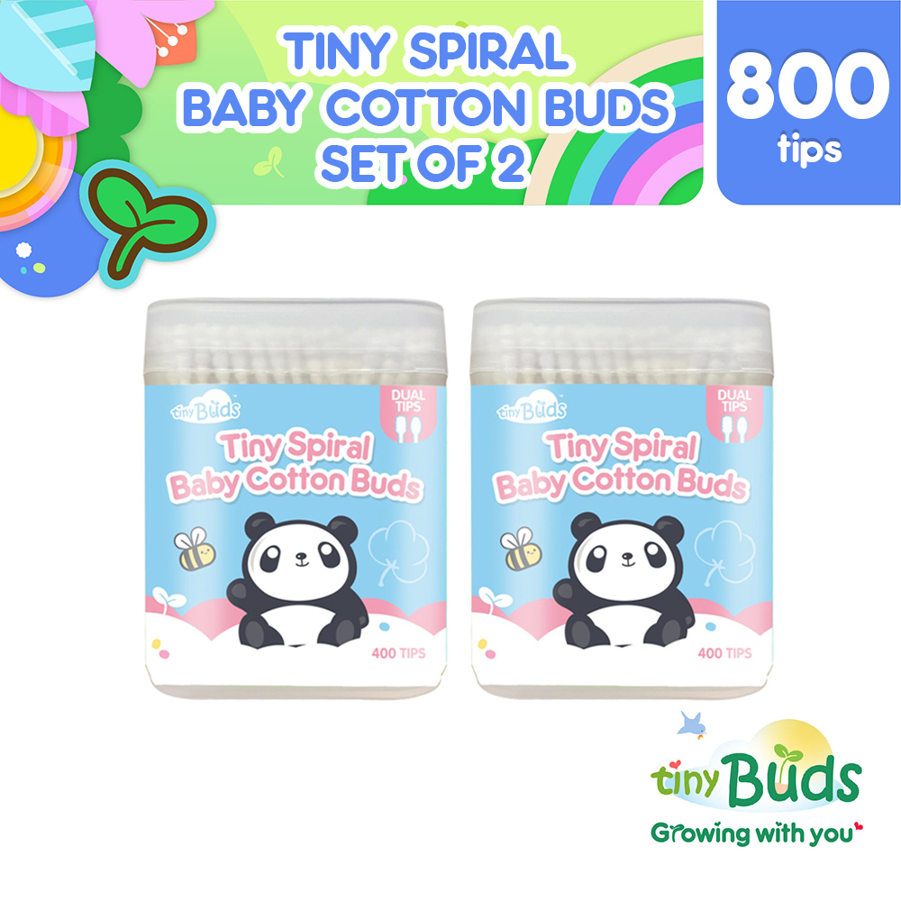 Tiny Buds Tiny Spiral Baby Cotton Buds Twin Pack (400 Tips) | Shopee ...