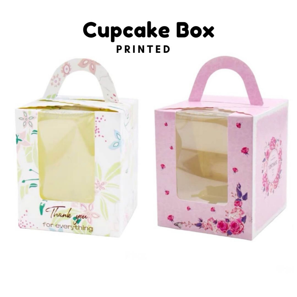 Printed Cupcake Box W/ Handle (10pcs) | Shopee Philippines