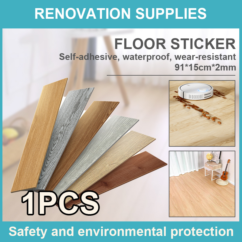 Waterproof Vinyl Floor Sticker Wear-Resistant Wood Grain PVC Self ...