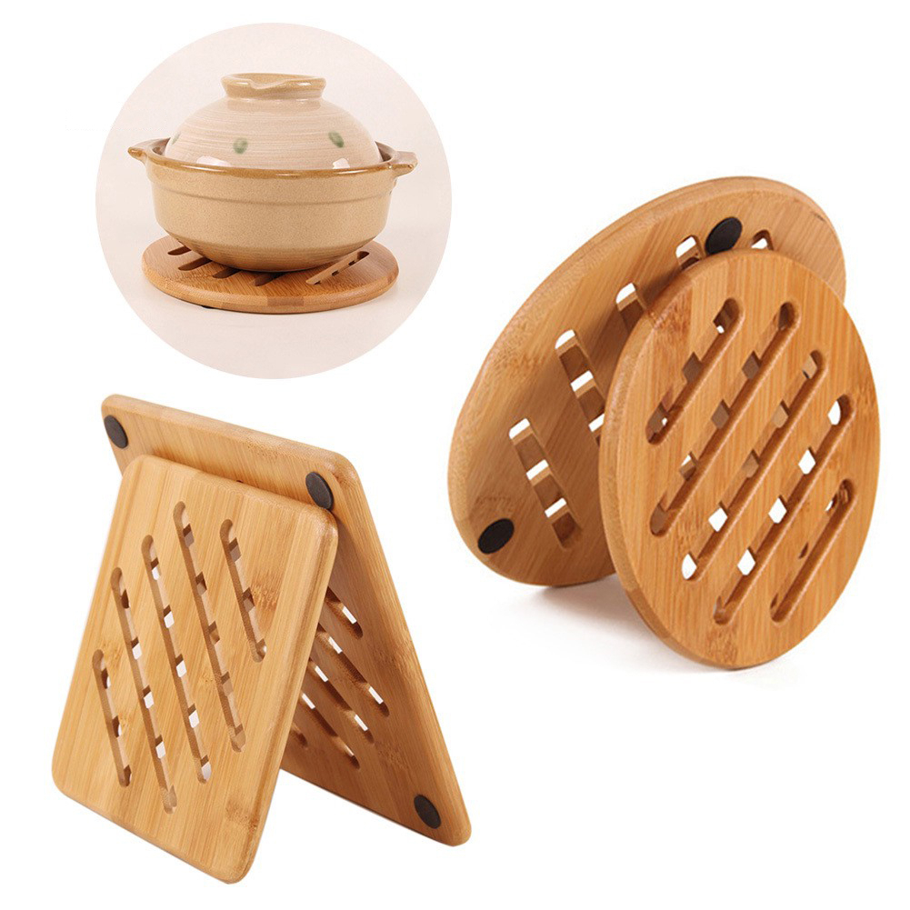 Bamboo Non-Slip Heat Resistant Coaster Hot Pot Holder Table Dish Cup ...
