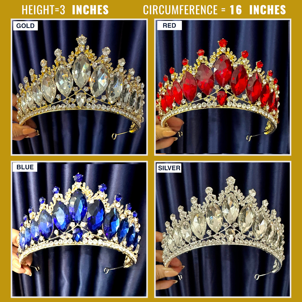 Elegant pageant crowns Bridal Tiara Crowns red silver gold blue ...