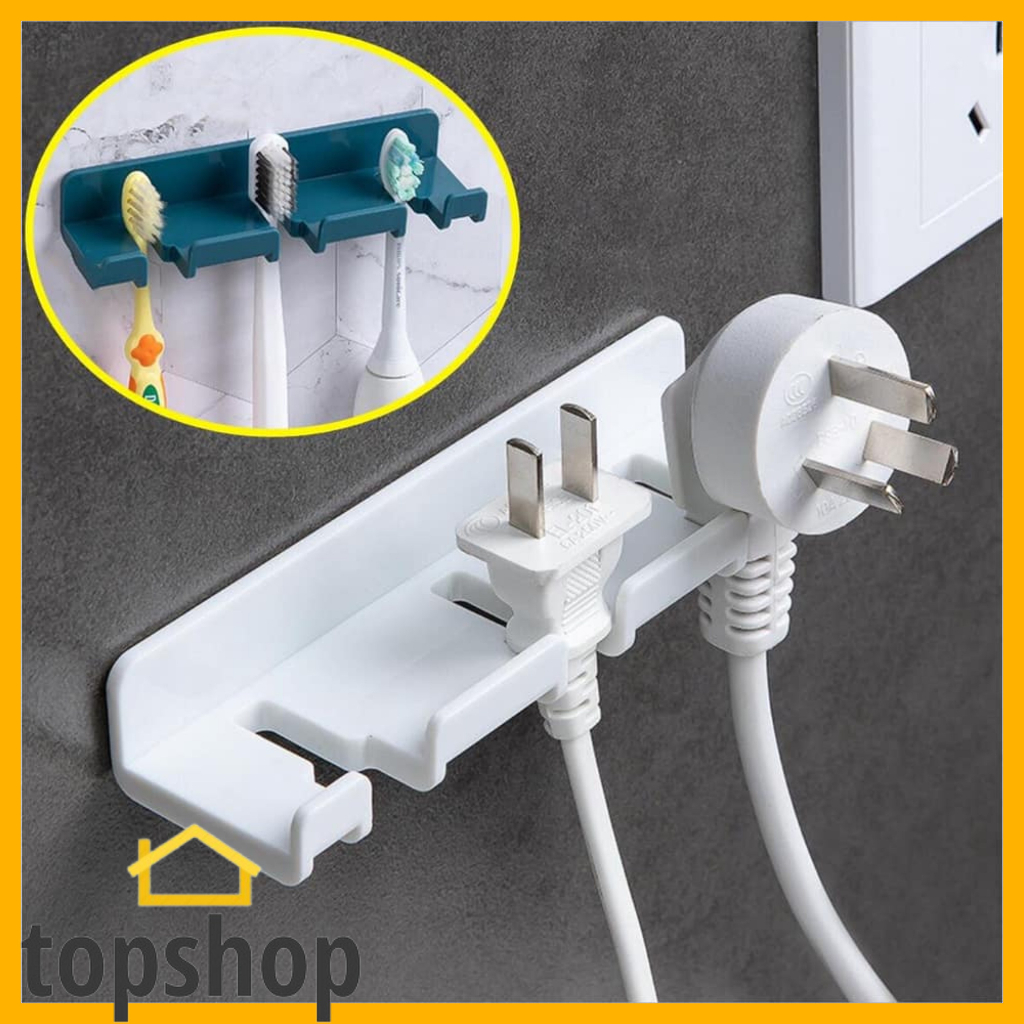 TOPSHOP Toothbrush Holder Wall Mounted Punch-free Hook Plug Socket ...