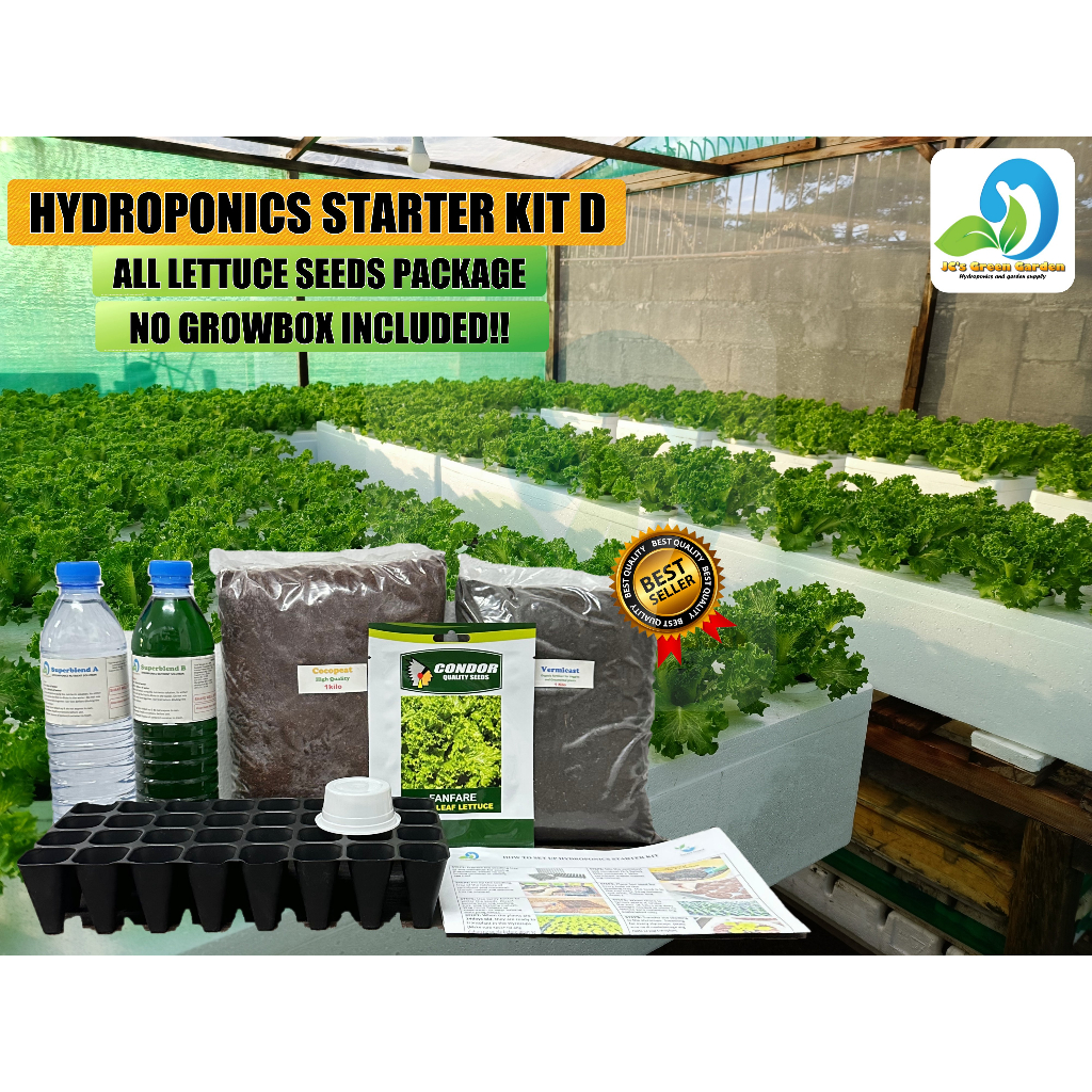 HYDROPONICS STARTER KIT D - ALL LETTUCE PACKAGE/FOR BEGINNERS/MANUAL/NO ...