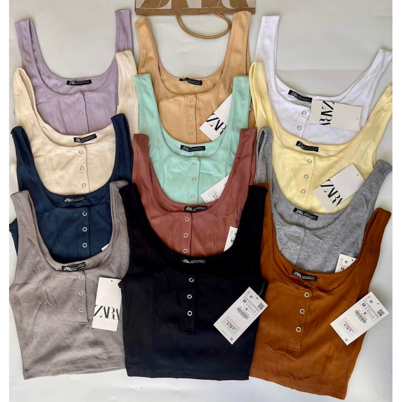 Branded Ribbed Snap-button Crop-Tank Top | Shopee Philippines