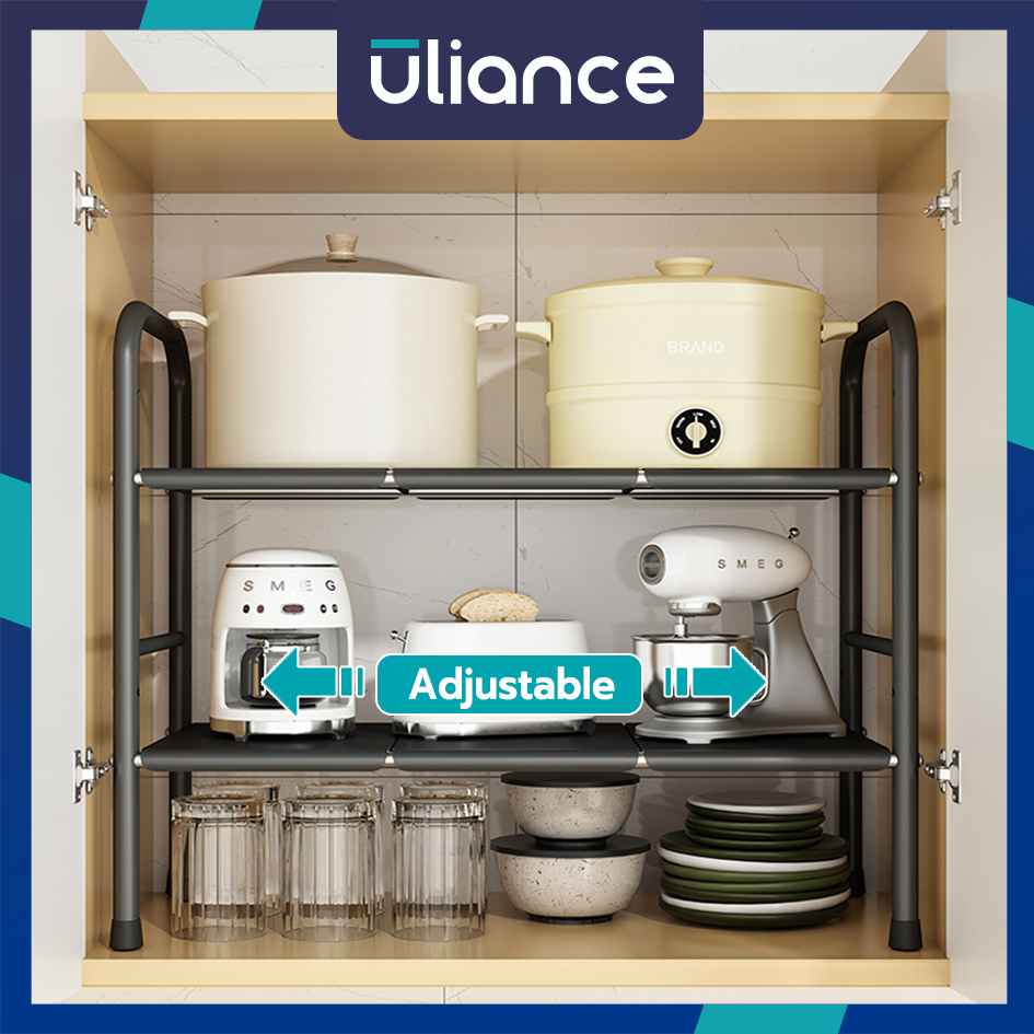 Uliance Adjustable Under Sink Organizer Kitchen Under the Sink Rack ...