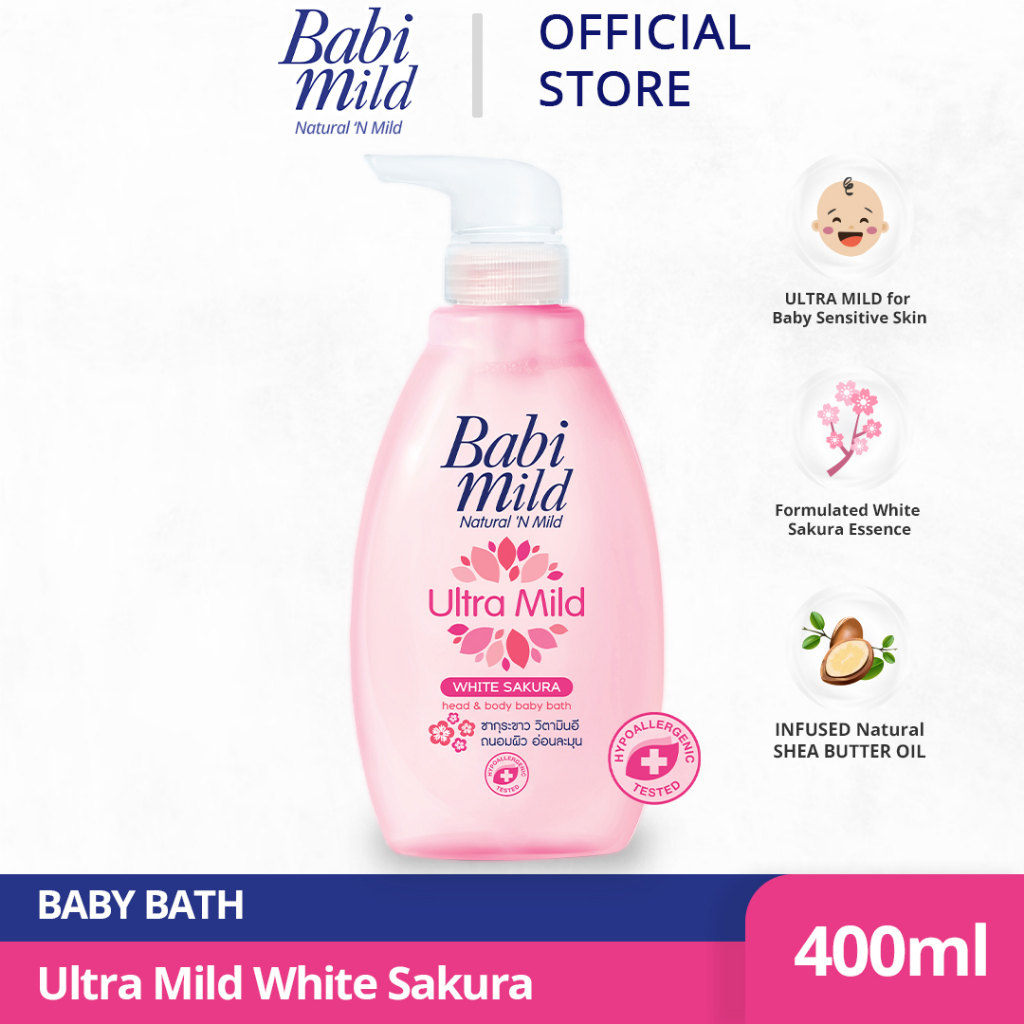 Babi Mild ULTRA MILD White Sakura 380ml Head & Body Bath - Natural N ...