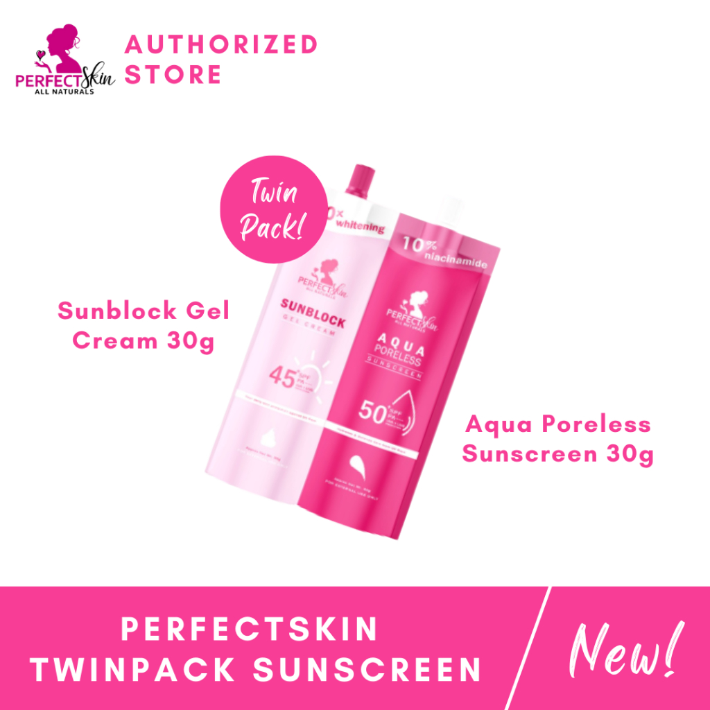 PerfectSkin Twin Pack Sunscreen (Aqua Poreless & Sunblock Cream Gel ...