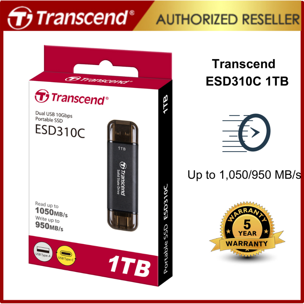 Transcend ESD310C 256G/512G/1T/2T Portable SSD Laptop/Tablet/Smartphone ...