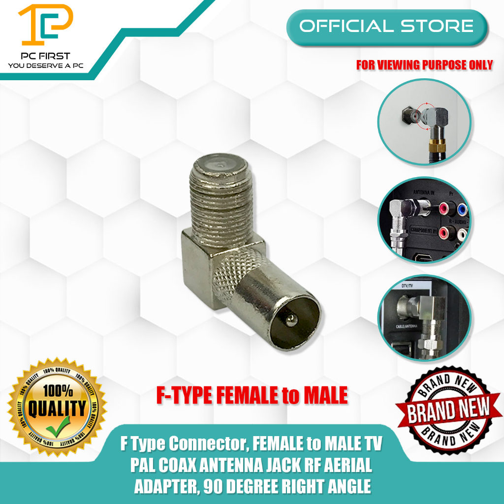 F Type Connector, FEMALE to MALE TV PAL COAX ANTENNA JACK RF AERIAL ...