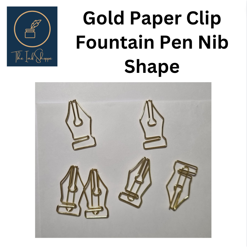 Gold Fountain Pen Nib-Shaped PAPER CLIPS - Pack of 6 pcs | Shopee ...