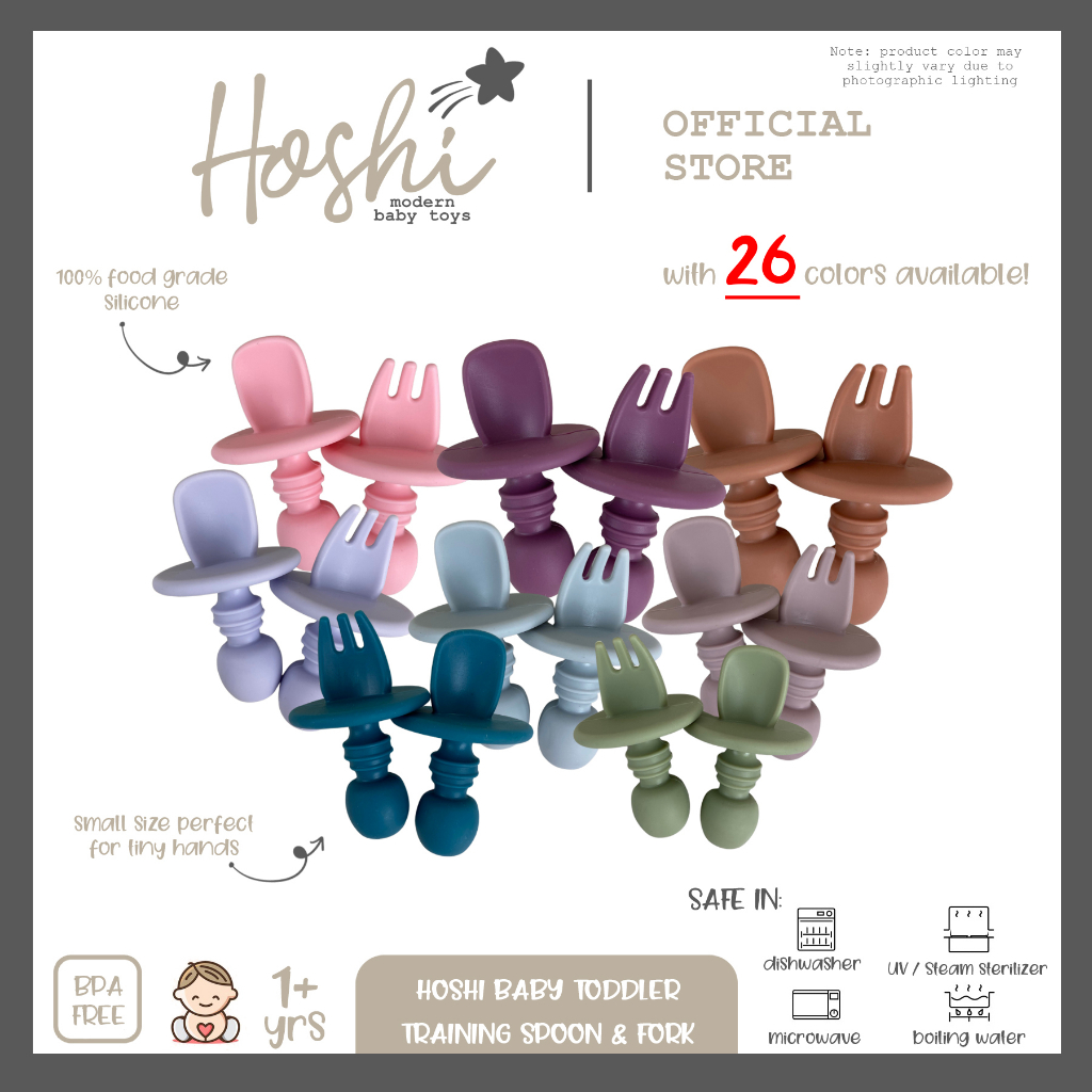 Hoshi Baby Tilly Training Toddler Spoon and Fork, 100% Food Grade ...