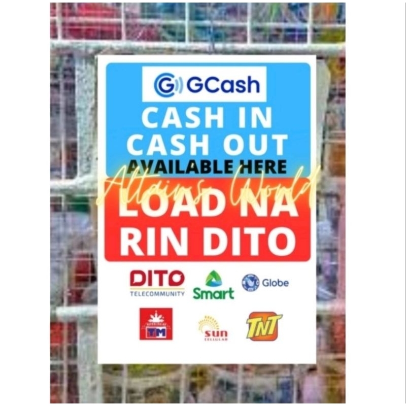 2 in 1 SIGNAGE GCASH CASH IN cash out + LOAD NA DITO Laminated ...