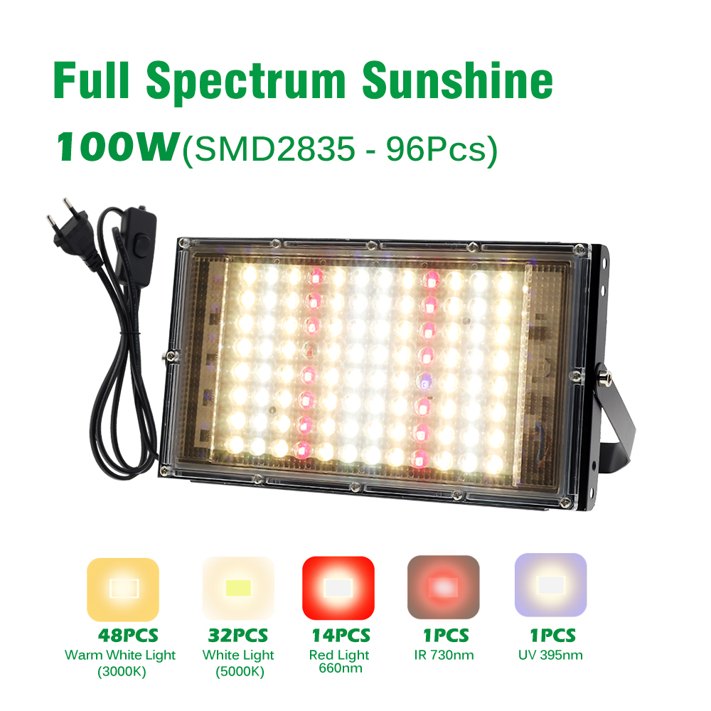 AC220V LED Grow Light with Clip/Stand 100W 150W Full Spectrum Plant ...