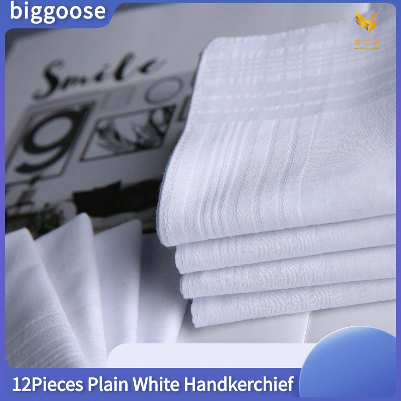【COD】New 6pcs/12pcs Cotton White Panyo Handkerchief Gentleman White ...