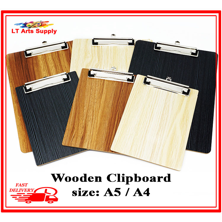 Wooden Clipboard size A5 / A4 writing board wood design | Shopee ...