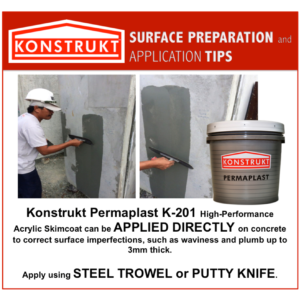 Boysen Konstrukt Permaplast High Performance Acrylic Skimcoat K-201 - 16 Liters | Shopee Philippines