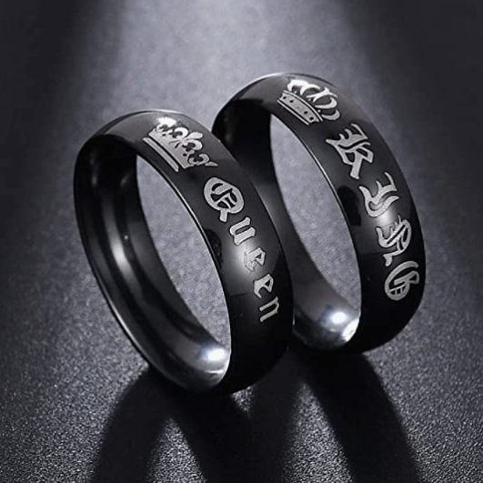 King and Queen Ring Lovers Ring His Queen Her King Ring Titanium ...