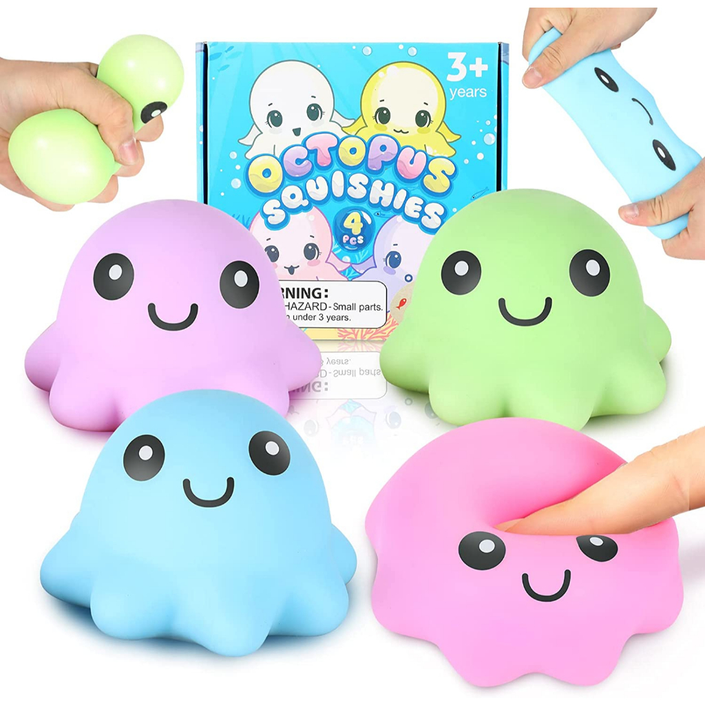 Bella Octopus Squishy Toys Kawaii Squeeze Reliever Toy Fidget Pop Pinch ...