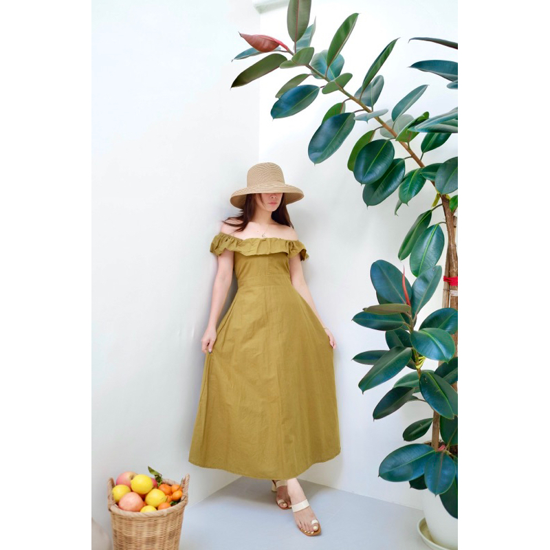 Off Shoulder Self Tie Maxi Dress Taytayoriginal Shopee Philippines
